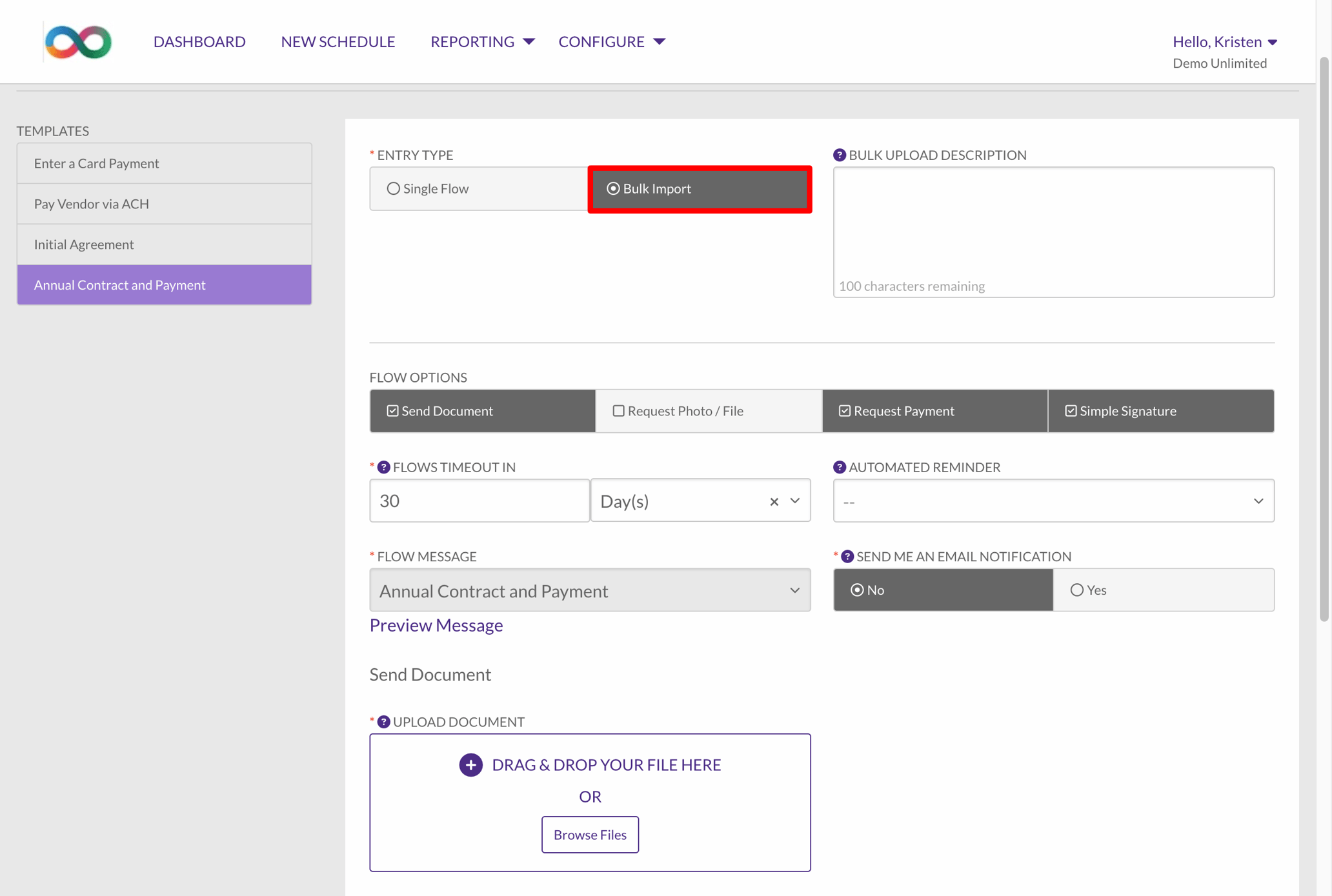 Bulk Import to Send Multiple Flow Requests